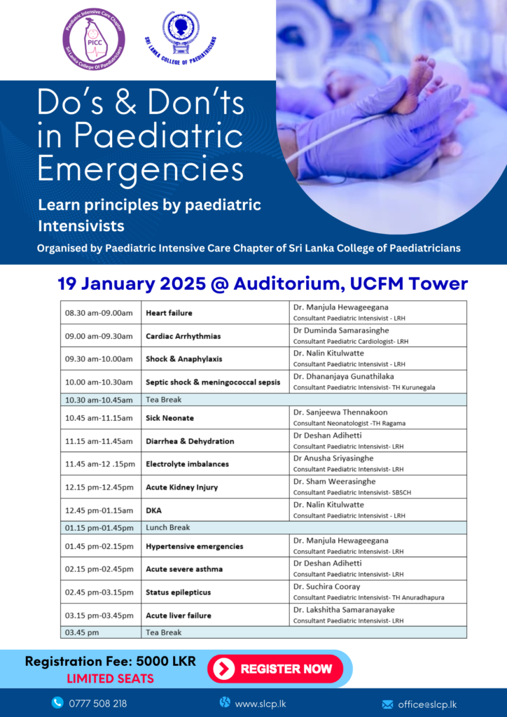 Do’s and Don’ts in Paediatric Emergencies – Sri Lanka College of ...